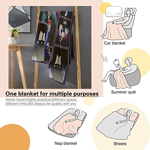 Kpop Blankets Soft Warm Blanket Ultra Cozy Plush Lightweight Galaxy-Background Throw Blankets Fans Gifts Merchandise Flannel Fuzzy for Sofa Bed Couch (Kpop 3D Print Blanket, 50" X 40")