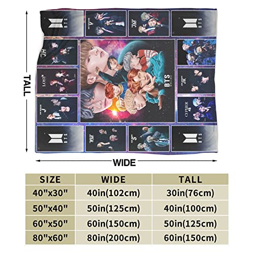 Kpop Blankets Soft Warm Blanket Ultra Cozy Plush Lightweight Galaxy-Background Throw Blankets Fans Gifts Merchandise Flannel Fuzzy for Sofa Bed Couch (Kpop 3D Print Blanket, 50" X 40")