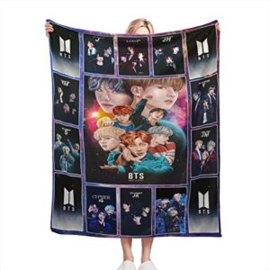 Kpop Blankets Soft Warm Blanket Ultra Cozy Plush Lightweight Galaxy-Background Throw Blankets Fans Gifts Merchandise Flannel Fuzzy for Sofa Bed Couch (Kpop 3D Print Blanket, 50" X 40")