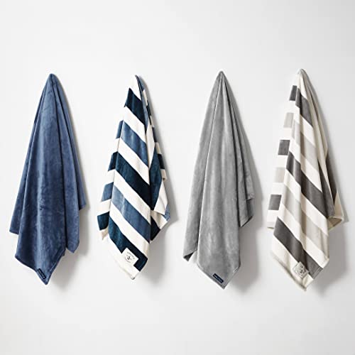 Nautica - Throw Blanket, Super Soft & Cozy Fleece Bedding, Stylish Home Decor, Dorm Room Essentials (Awning Stripe Blue, Throw)