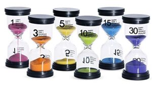 sand timer 6 colors hourglass 1/3/5/10/15/30 minutes sandglass timer sand clock for kids games classroom kitchen home office decoration (pack of 6)