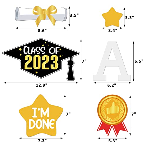 Mosailles 2023 Graduation Car Decorations Magnets Congrats Grad Magnetic Stickers Parade Decor Signs Class of 2023 Graduate Cap Diploma Banner Refrigerator Decal Garage Door Theme Party, White