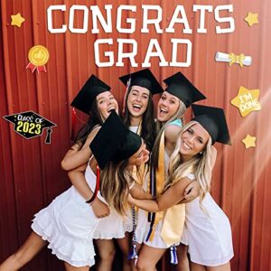 Mosailles 2023 Graduation Car Decorations Magnets Congrats Grad Magnetic Stickers Parade Decor Signs Class of 2023 Graduate Cap Diploma Banner Refrigerator Decal Garage Door Theme Party, White