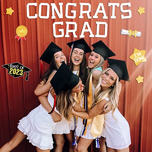 Mosailles 2023 Graduation Car Decorations Magnets Congrats Grad Magnetic Stickers Parade Decor Signs Class of 2023 Graduate Cap Diploma Banner Refrigerator Decal Garage Door Theme Party, White