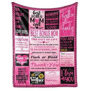 shanfeirui bonus mom gifts, bonus mom blanket, step mom, step mom, step mom gift ideas, best step mom, birthday gift for step mom, step mom throw blanket 60" x 50”