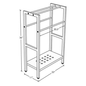 Asta Freestanding 4-Bar Towel Rack with Stainless Steel Towel Bars and Storage Shelf. Powder-Coated Metal Organizer with Adjustable TPR Levelers for Bath, Towels and Much More. B501 (Light Sage)