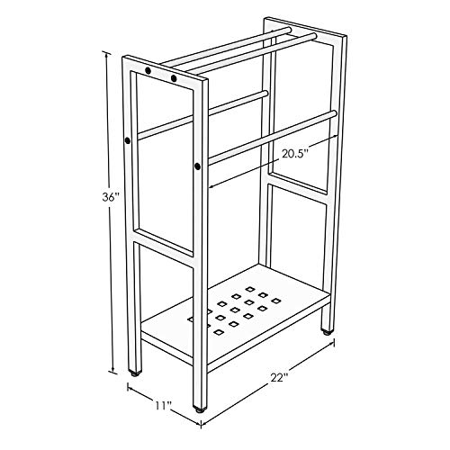 Asta Freestanding 4-Bar Towel Rack with Stainless Steel Towel Bars and Storage Shelf. Powder-Coated Metal Organizer with Adjustable TPR Levelers for Bath, Towels and Much More. B501 (Light Sage)