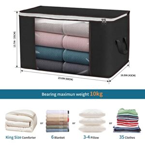 8 Pack 90L Clothes Storage & 6 Pack Underbed Storage Bags, Clothes Storage Bins Foldable Closet Organizers with Durable Handles with Clear Window for Clothes Pillow Blankets Bedding