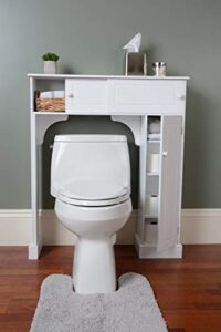 wood over the toilet storage cabinet organizer - white