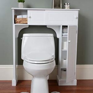 Wood Over The Toilet Storage Cabinet Organizer - White