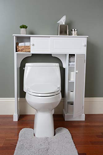 Wood Over The Toilet Storage Cabinet Organizer - White