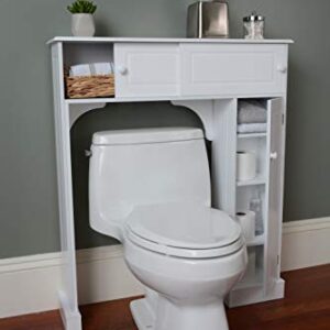 Wood Over The Toilet Storage Cabinet Organizer - White