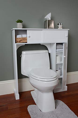 Wood Over The Toilet Storage Cabinet Organizer - White