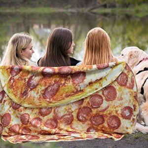 QiyI Pizza Blanket 2.0 Double Sided for Adult and Kids, Giant Funny Realistic Food Throw Blanket, Novelty Round Taco Blanket, Warm Soft Tortilla Blanket - 72" in Diameter, Prosciutto Pizza 2