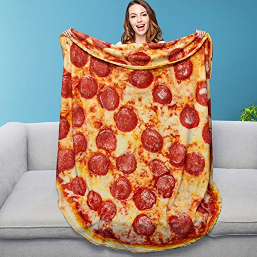 QiyI Pizza Blanket 2.0 Double Sided for Adult and Kids, Giant Funny Realistic Food Throw Blanket, Novelty Round Taco Blanket, Warm Soft Tortilla Blanket - 72" in Diameter, Prosciutto Pizza 2