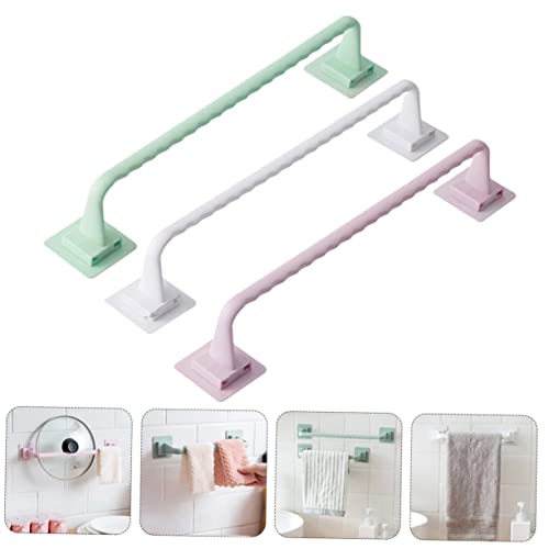 OSALADI Towel Rack Wall Towel Holder Towel Rack with Shelf Towel Organizer Holder Bathroom Towel Rail Adhesive Towel Rack Towel Rods Wall-Mounted Towel Racks Creative Versatile Rack 3pcs