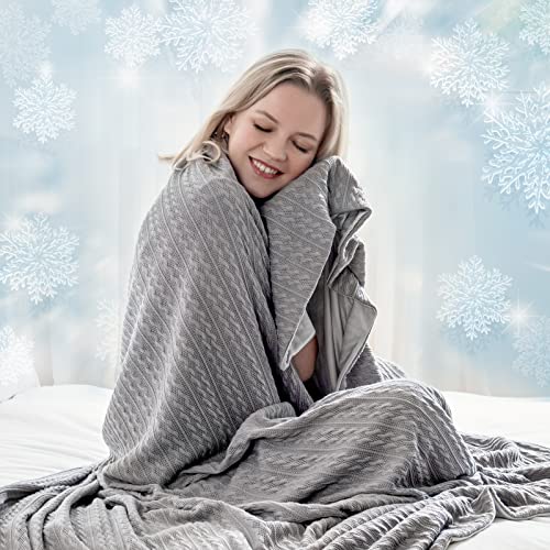 Wemore Cooling Blanket for Hot Sleepers, Summer Cool Blankets That Absorb Body Heat to Keep Cool on Hot Night, Ultra-Cool Lightweight Jacquard Blanket for Bed Sofa, Grey, Blanket Throw 51 X 60 Inches