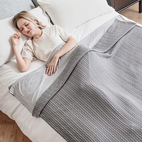 Wemore Cooling Blanket for Hot Sleepers, Summer Cool Blankets That Absorb Body Heat to Keep Cool on Hot Night, Ultra-Cool Lightweight Jacquard Blanket for Bed Sofa, Grey, Blanket Throw 51 X 60 Inches