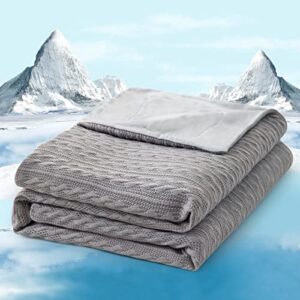 Wemore Cooling Blanket for Hot Sleepers, Summer Cool Blankets That Absorb Body Heat to Keep Cool on Hot Night, Ultra-Cool Lightweight Jacquard Blanket for Bed Sofa, Grey, Blanket Throw 51 X 60 Inches