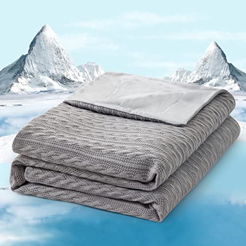 Wemore Cooling Blanket for Hot Sleepers, Summer Cool Blankets That Absorb Body Heat to Keep Cool on Hot Night, Ultra-Cool Lightweight Jacquard Blanket for Bed Sofa, Grey, Blanket Throw 51 X 60 Inches