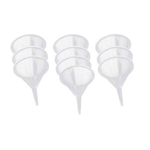 mini clear funnel 10-pcs narrow neck perfume funnel polyethylene small funnel kitchen use plastic funnels for lab, water bottle, powder,capsule,oils, filling bottles, urn funnel filling kit