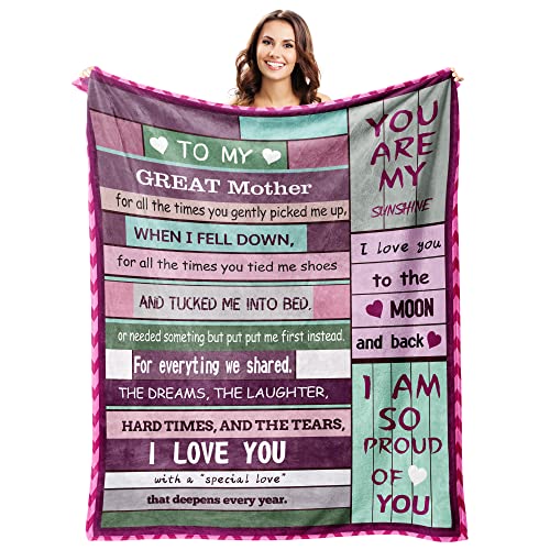 to My Mom Love Letter Throw Blanket Ultra Soft Warm Cozy Lightweight Microfiber Blankets Flannel Sherpa Fuzzy Fluffy Plush Throws for Sofa Couch Bedding All Season 60"x50"