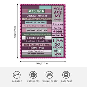 to My Mom Love Letter Throw Blanket Ultra Soft Warm Cozy Lightweight Microfiber Blankets Flannel Sherpa Fuzzy Fluffy Plush Throws for Sofa Couch Bedding All Season 60"x50"