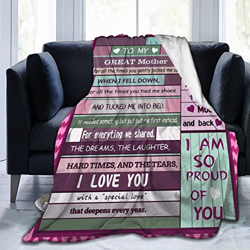 to My Mom Love Letter Throw Blanket Ultra Soft Warm Cozy Lightweight Microfiber Blankets Flannel Sherpa Fuzzy Fluffy Plush Throws for Sofa Couch Bedding All Season 60"x50"