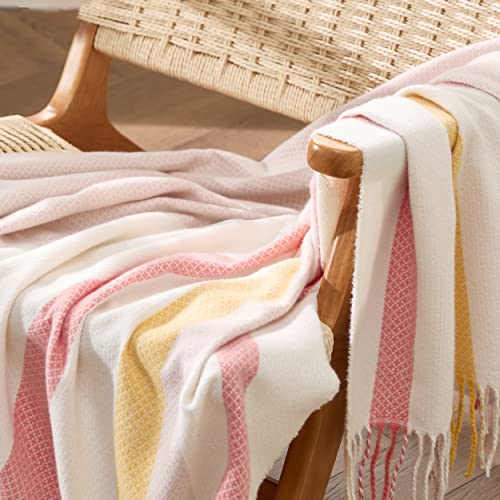 Bedsure Pink Throw Blankets for Couch - Decorative Dusty Rose Woven Throws Blanket with Tassels - Soft and Lightweight Farmhouse Throw Blankets for Sofa and Bed (50x60 Inches)