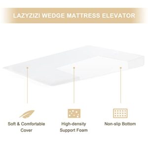 Lazyzizi Wedge Mattress Elevator 7-Inch Inclined Mattress Topper for Acid Reflux, GERD, Neck & Back Pain, Snoring, Under Bed Wedge Mattress with Washable Cover & Non-Slip Bottom for Bedroom, Queen