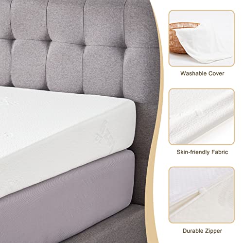 Lazyzizi Wedge Mattress Elevator 7-Inch Inclined Mattress Topper for Acid Reflux, GERD, Neck & Back Pain, Snoring, Under Bed Wedge Mattress with Washable Cover & Non-Slip Bottom for Bedroom, Queen