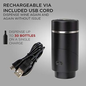 Ivation Electric Wine Aerator and Dispenser | Rechargeable Automatic Wine Pourer with Touch Button Control, Precision Spout, On/Off Aeration, Extension Tube and Micro USB Cable | Just Press to Pour!