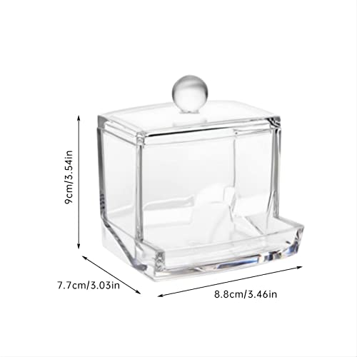 Acrylic Cotton Swab Holder, Clear Cotton Swab Holder with Lid Cotton Swab Dispenser Cotton Swab Storage Organizer for Bathroom Countertop Vanity(3.5x3.5in)