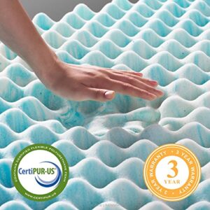 Linenspa 3 Inch Convoluted Gel Swirl Memory Foam Mattress Topper - Promotes Airflow - Relieves Pressure Points - Twin