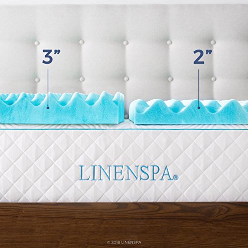 Linenspa 3 Inch Convoluted Gel Swirl Memory Foam Mattress Topper - Promotes Airflow - Relieves Pressure Points - Twin