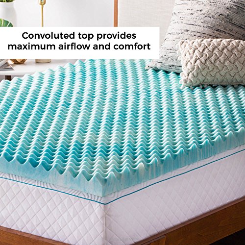 Linenspa 3 Inch Convoluted Gel Swirl Memory Foam Mattress Topper - Promotes Airflow - Relieves Pressure Points - Twin