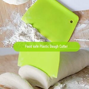 YUNDUOJIA (2PCS) Dough Scraper Bowl Scraper ，Food safe Plastic Dough Cutter， Flexible Plastic Scraper Practical Bench Scraper Multipurpose Food Scrappers for Bread Dough Cake Fondant Icing