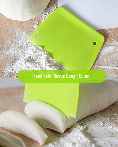 YUNDUOJIA (2PCS) Dough Scraper Bowl Scraper ，Food safe Plastic Dough Cutter， Flexible Plastic Scraper Practical Bench Scraper Multipurpose Food Scrappers for Bread Dough Cake Fondant Icing