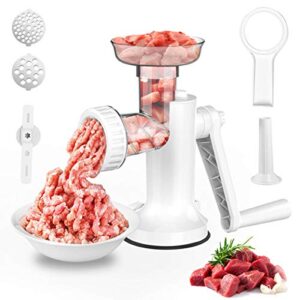 lhs manual meat grinder, heavy duty meat mincer sausage stuffer, 3-in-1 hand grinder with stainless steel blades for meat, sausage, cookies, easy to clean