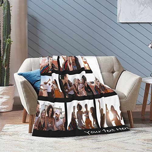 UMBOLIBOGO Custom Blanket Family Picture Personalized Photos Text Collage Customized Picture Throws Blankets for Couple Lover Adults Family Birthday