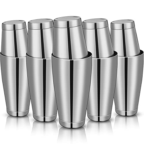 6 Pieces Cocktail Shakers Professional Bar Shaker Boston Shaker Set Stainless Steel Martini Shaker Drink Mixer Basic Tools Weighted Shake Metal Can Cocktail Shaker Set for Bartenders, 18 Oz, 28 Oz