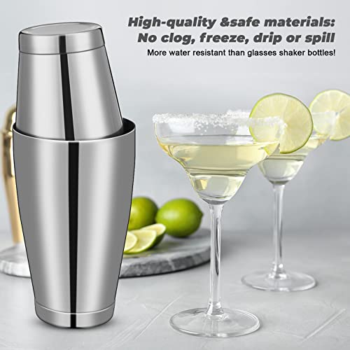 6 Pieces Cocktail Shakers Professional Bar Shaker Boston Shaker Set Stainless Steel Martini Shaker Drink Mixer Basic Tools Weighted Shake Metal Can Cocktail Shaker Set for Bartenders, 18 Oz, 28 Oz