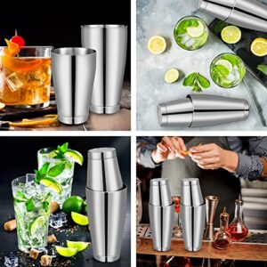 6 Pieces Cocktail Shakers Professional Bar Shaker Boston Shaker Set Stainless Steel Martini Shaker Drink Mixer Basic Tools Weighted Shake Metal Can Cocktail Shaker Set for Bartenders, 18 Oz, 28 Oz