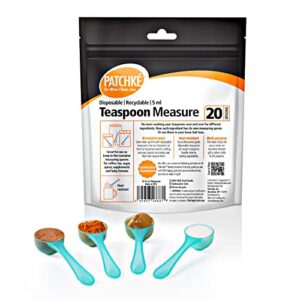 Disposable Teaspoon Measuring Spoons - Coffee Scoop Measure, Fits in Spice Jars [20 Pack - 5 ml]