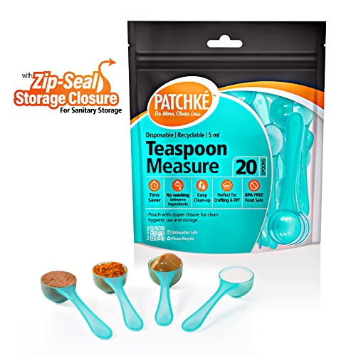 Disposable Teaspoon Measuring Spoons - Coffee Scoop Measure, Fits in Spice Jars [20 Pack - 5 ml]