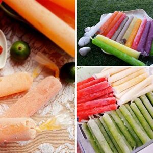 200 Pcs Ice Pop Bags, Disposable Popsicle Bags for Adults Kids, Plastic Ice Candy Bags with Funnel for Making Ice Pop, Yogurt, Ice Candy(2.4 x 11.8 In)