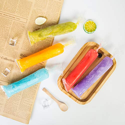 200 Pcs Ice Pop Bags, Disposable Popsicle Bags for Adults Kids, Plastic Ice Candy Bags with Funnel for Making Ice Pop, Yogurt, Ice Candy(2.4 x 11.8 In)