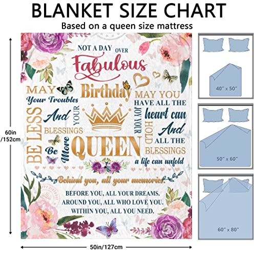 Hcoviv Happy Birthday Gifts For Women Blanket 50*60 - Birthday Queen - Best Birthday Decorations For Friends/Mom/Wife/Sister - Gifts For Women Birthday Unique, Happy Birthday Gift Ideas Throw Blankets