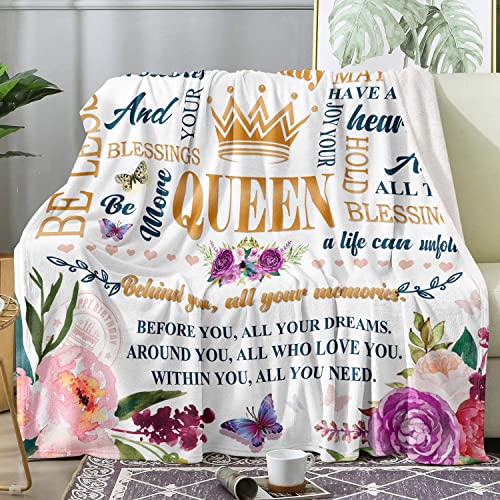 Hcoviv Happy Birthday Gifts For Women Blanket 50*60 - Birthday Queen - Best Birthday Decorations For Friends/Mom/Wife/Sister - Gifts For Women Birthday Unique, Happy Birthday Gift Ideas Throw Blankets