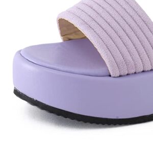 Women Water Sandals Ladies Fashion Summer Solid Color Open Toe Bottom Thick Slippers (Purple, 8)